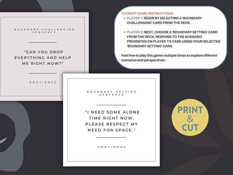 Therapy Cards for Setting Boundaries, Therapy Printable Game, Self-care ...