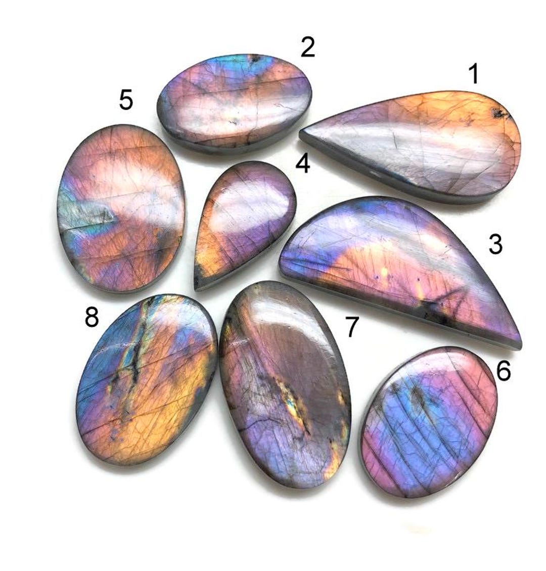 Rare Blue Orange Spectrolite Labradorite Cabochon, Natural Multi ...