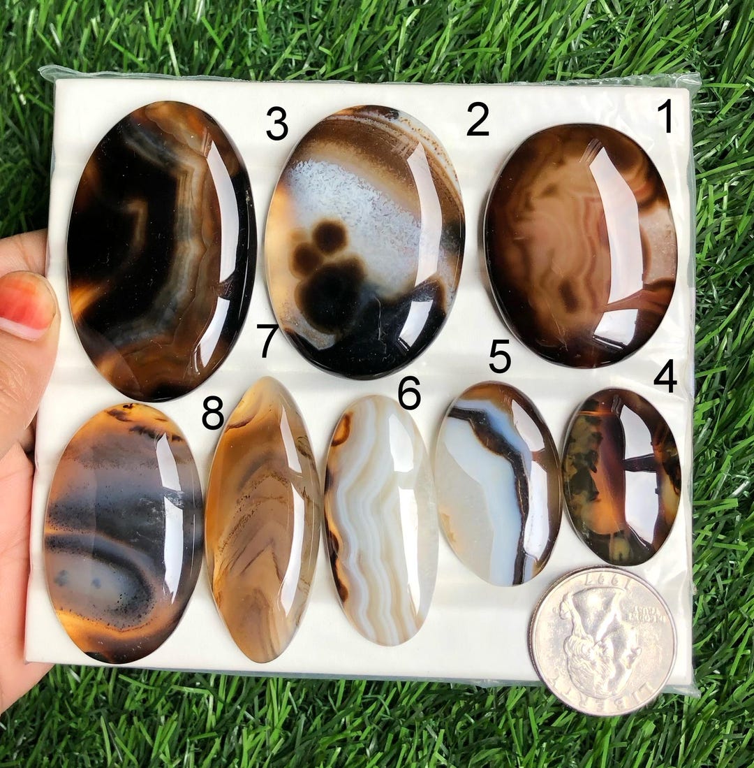 Banded Agate Cabochon for Pendant Making, Natural Banded Agate Gemstone ...