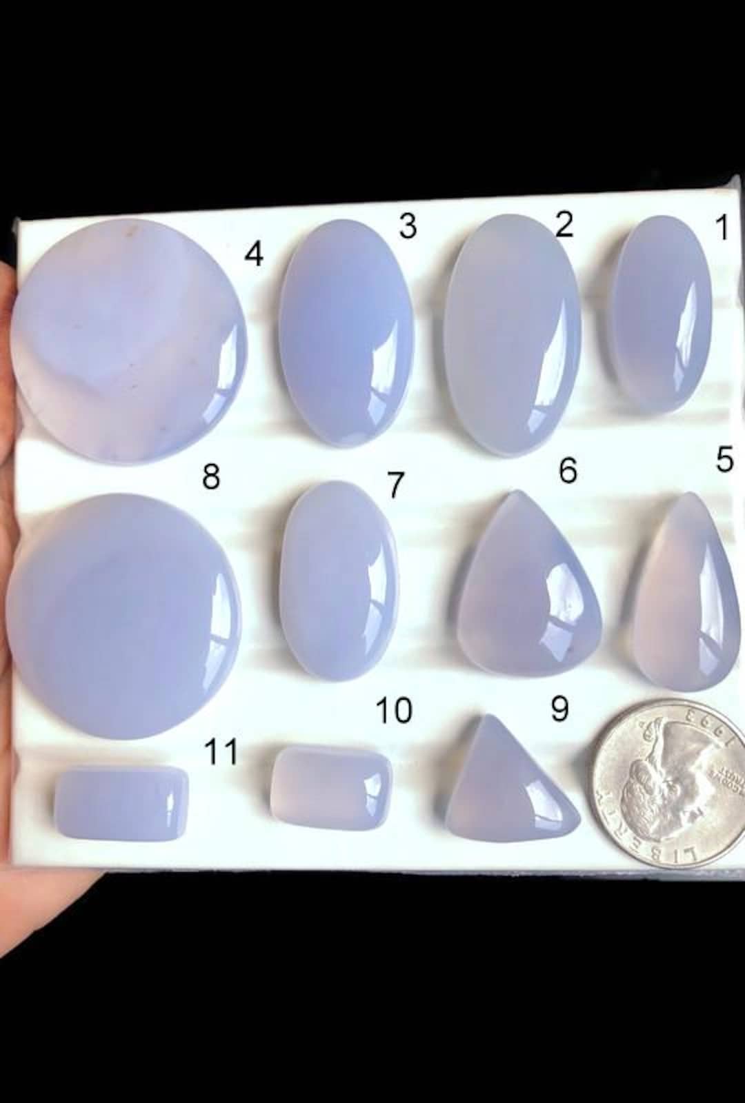 Blue Chalcedony Gemstone Cabochon, Natural Semi Precious Gemstone for ...