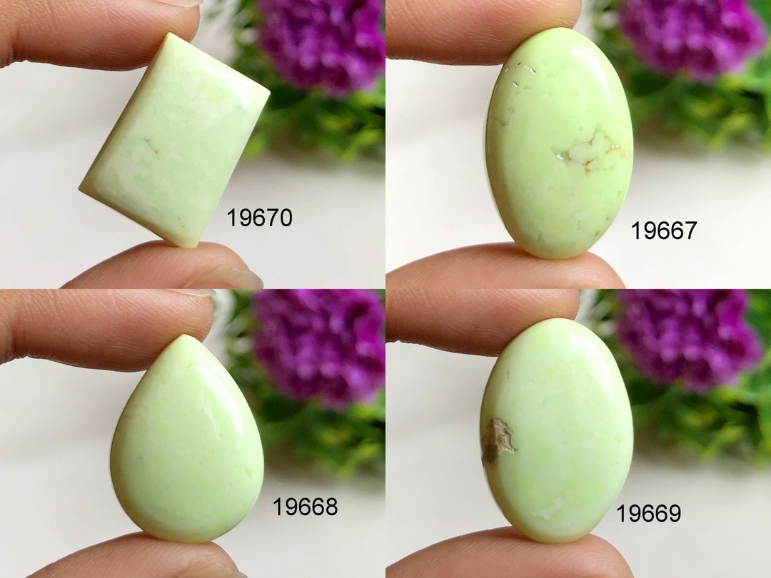 Lemon Chrysoprase Cabochon, Natural Semi Precious Gemstone for Jewelry ...
