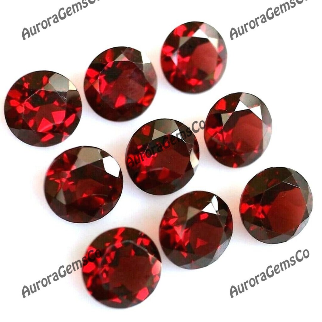 5 Pieces 6mm Natural Garnet Round Faceted Cut Loose Gemstone ...