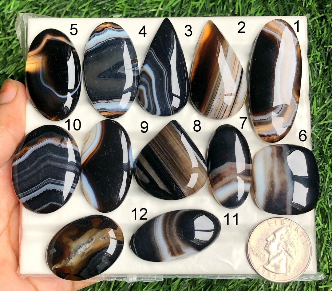 Banded Agate Cabochon for Pendant Making, Natural Banded Agate Gemstone ...