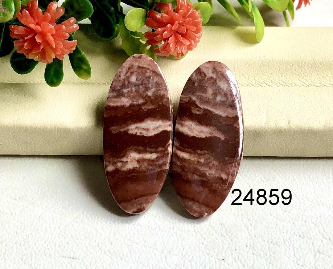 Chocolate Jasper Pairs Cabochon, Natural Semi Precious Gemstone Pairs ...