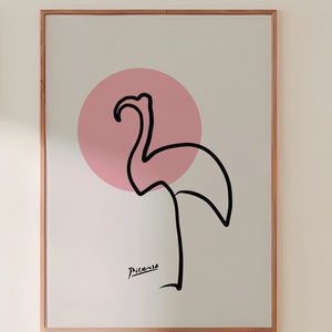 Picasso Flamingo Line Art. Art Print, Digital Download - Etsy