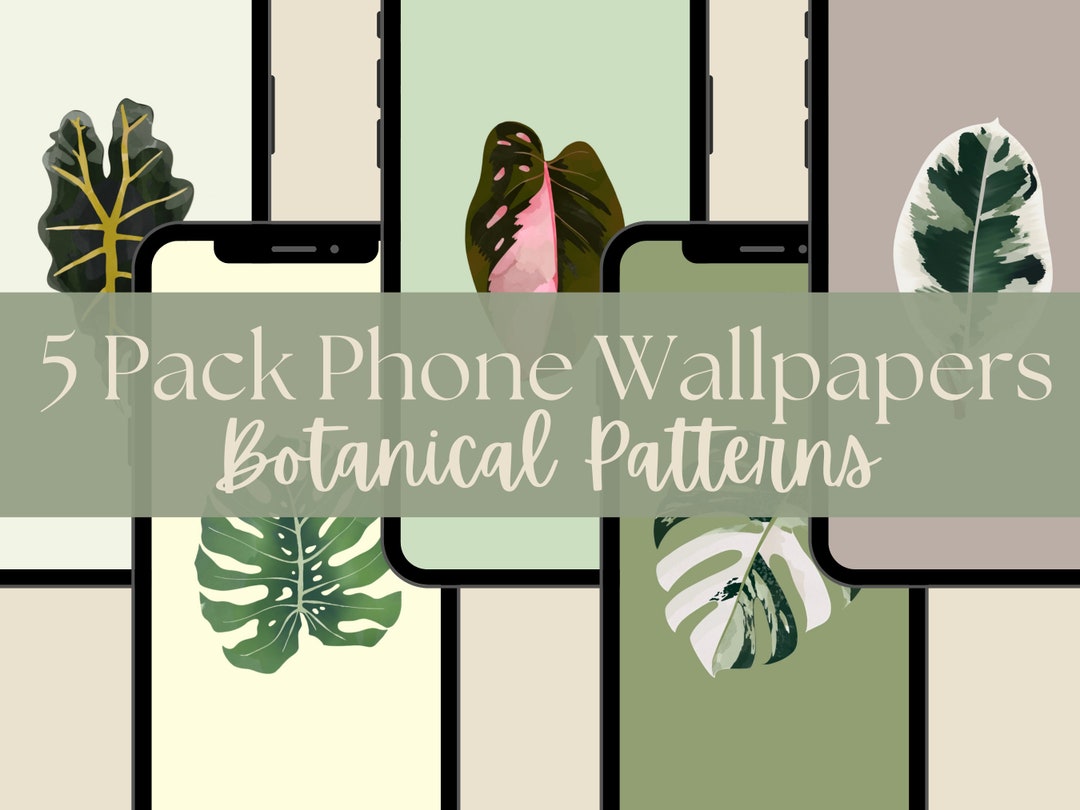 5 Pack Botanical Iphone Wallpapers Phone Wallpaper Downloads - Etsy