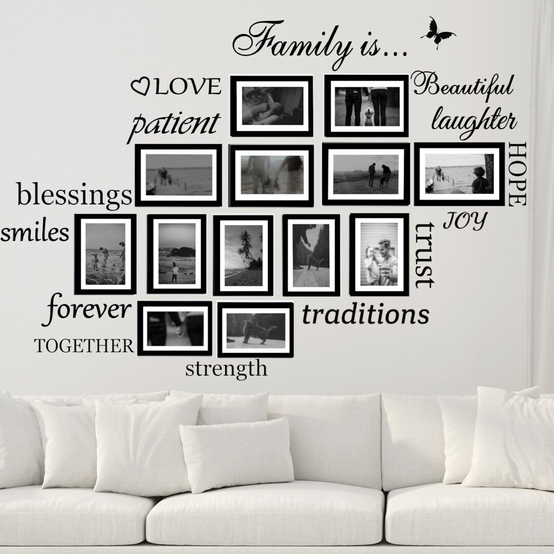 Family Wall Decals Set of 14 Family Words Quotes Vinyl Stickers Picture ...
