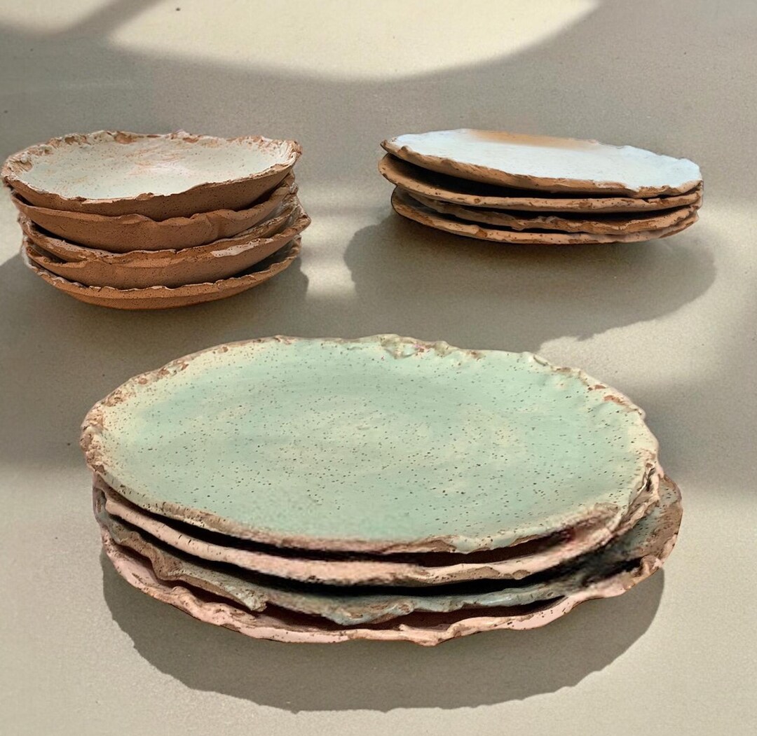 12pc Rustic Pottery Dinnerware Set,rustic Pottery Plates, Very Rustic ...