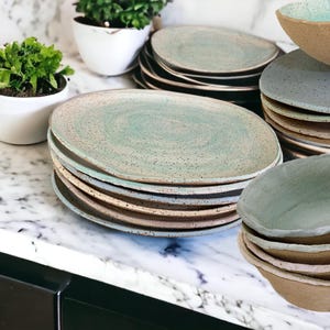 12pc Plates & Bowls Set,rustic Pottery Plates, Very Rustic, Set for 4 ...