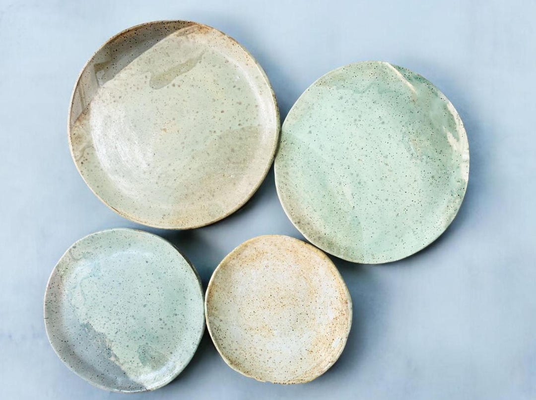 Four Nesting Plates, Rustic Pottery Plates, Very Rustic, Set of 4, Hand ...