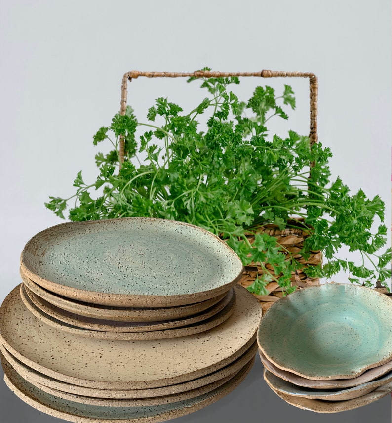 12pc Plates & Bowls Setrustic Pottery Plates Very Rustic - Etsy