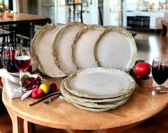 12pc Plates & Bowls Set,rustic Pottery Plates, Very Rustic, Set for 4 ...