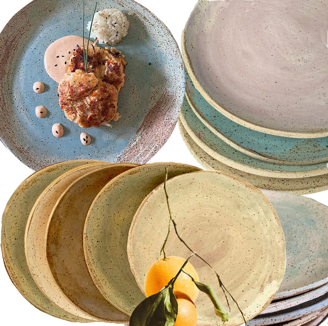 Dinner Pottery Plates, Handmade, Very Rustic, Hand Formed, Custom Glaze ...