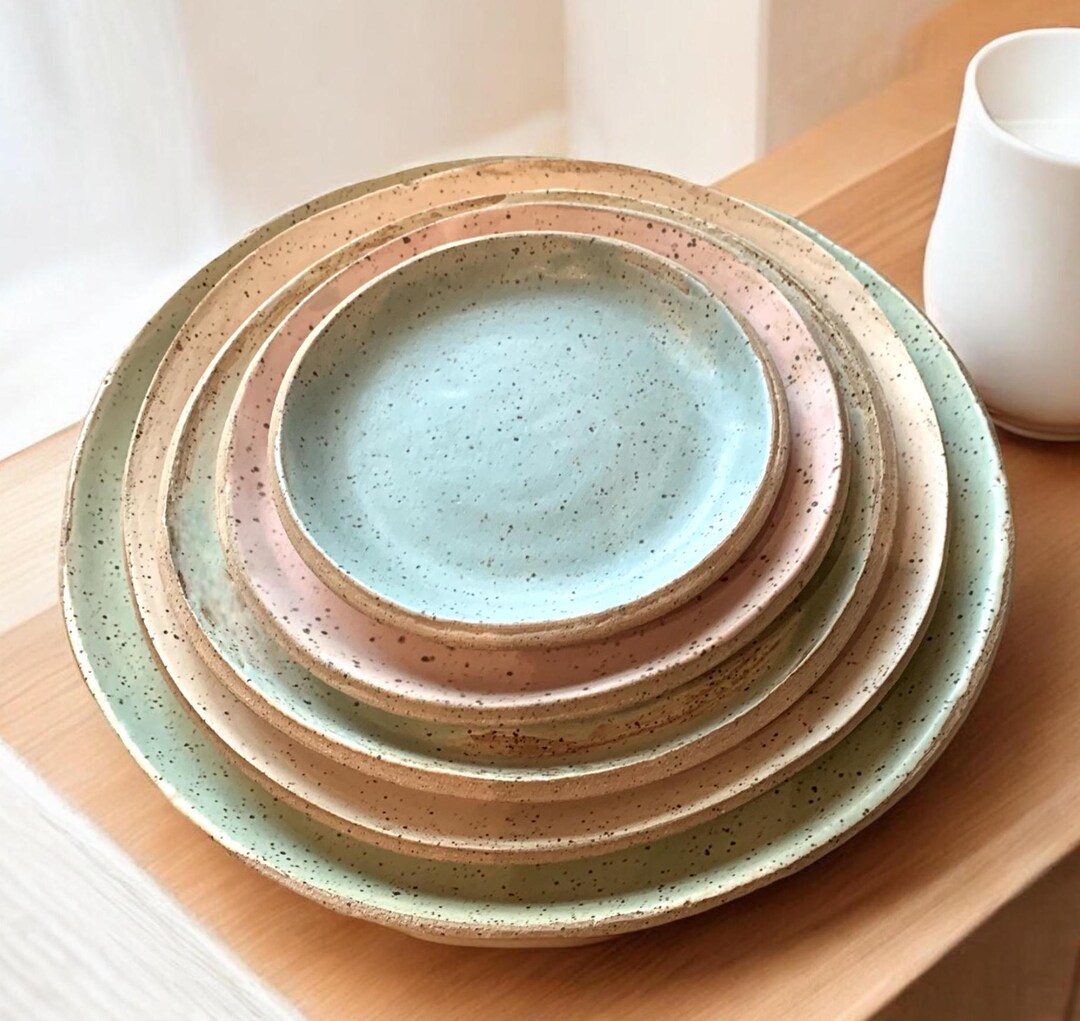 5 Plates Rustic Nesting Pottery Plates, Very Rustic, Set of 5 Nesting ...