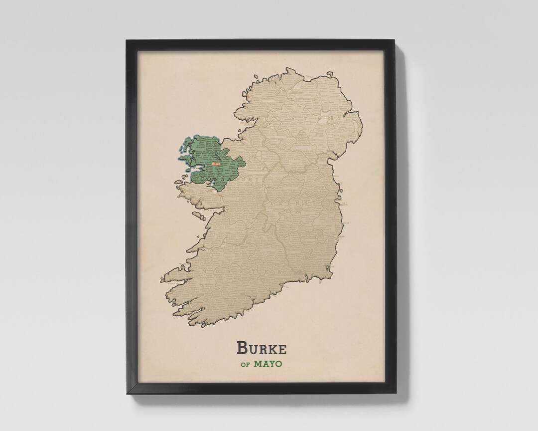 Burke of Mayo | clan Burke Irish Heritage Map of Mayo, Ireland - Etsy
