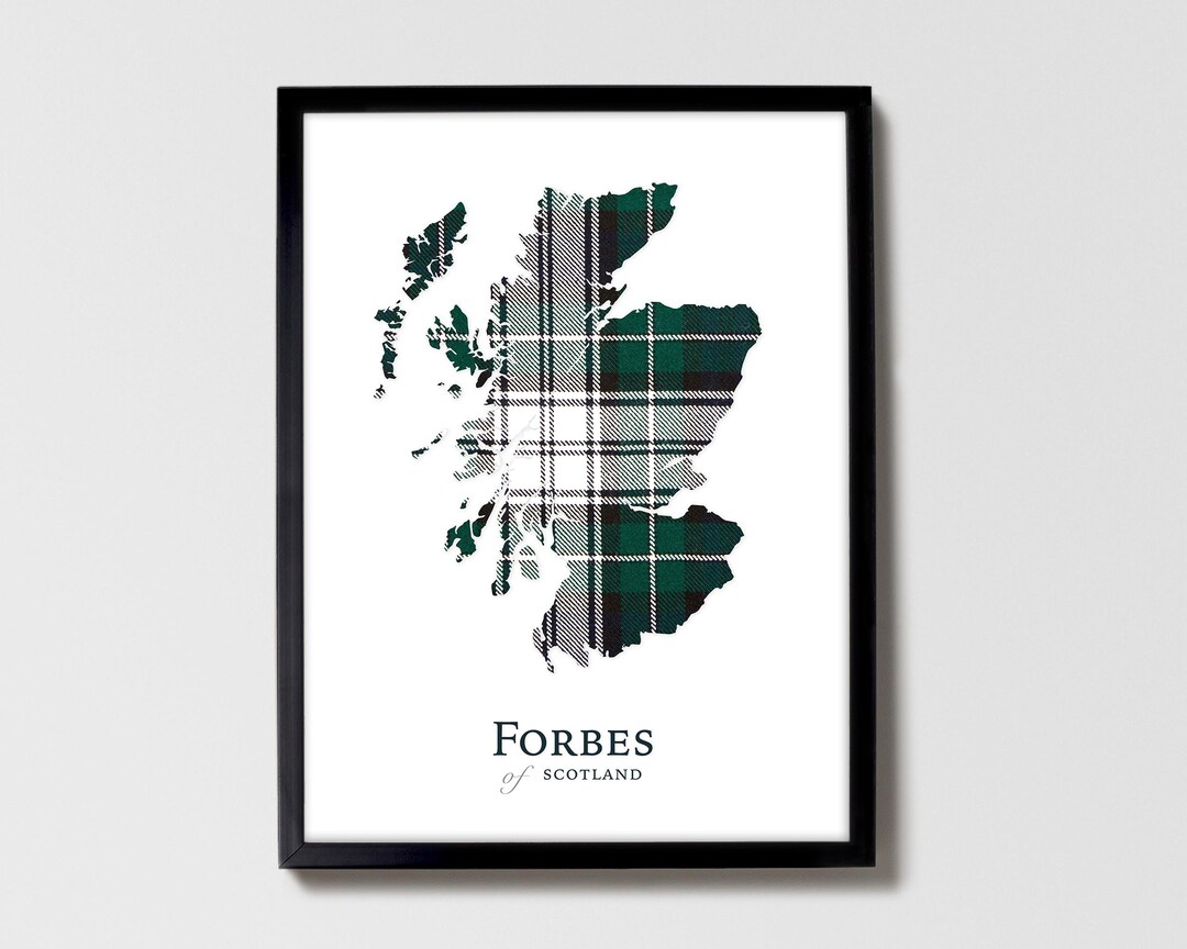 Forbes Clan Tartan | Scottish Roots Map of Scotland - Etsy