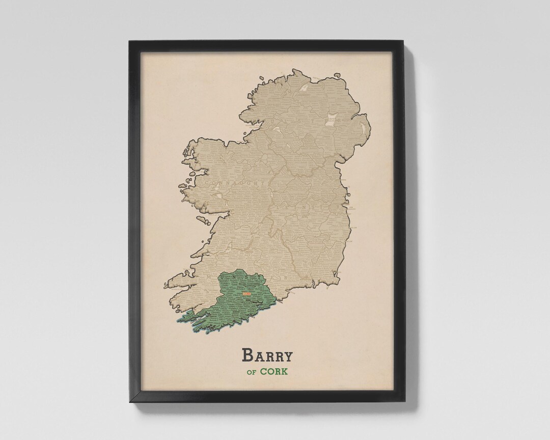 Barry of Cork | clan Barry Irish Ancestry Map of Cork, Ireland - Etsy