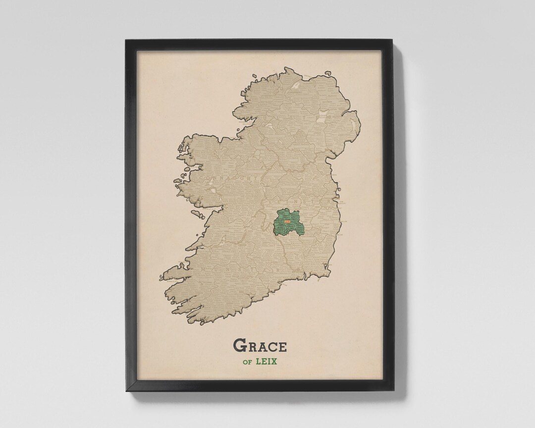 Grace of Leix | clan Grace Irish Heritage Map of Leix, Ireland - Etsy
