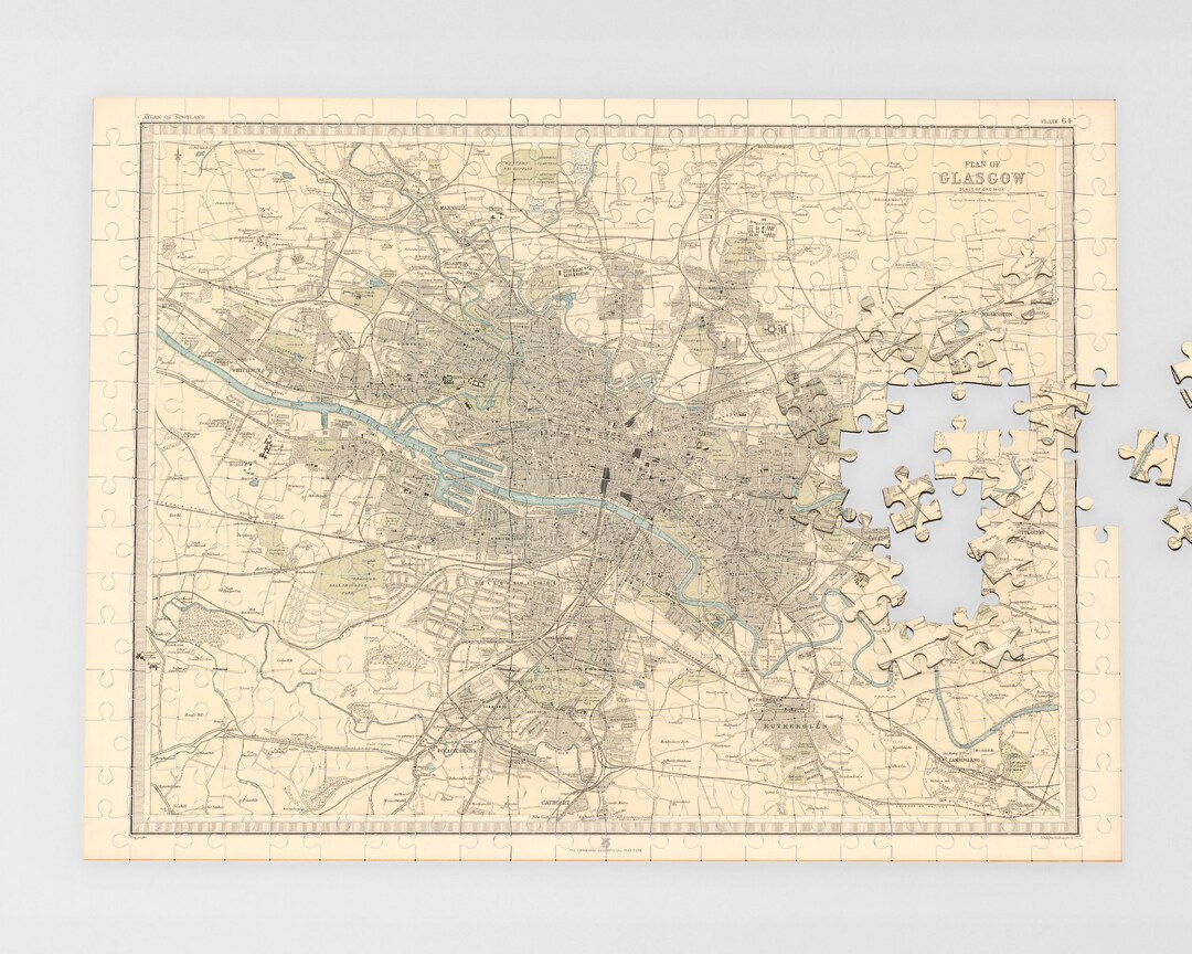 Jigsaw Vintage Map of Glasgow Jigsaw of Glasgow Map - Etsy