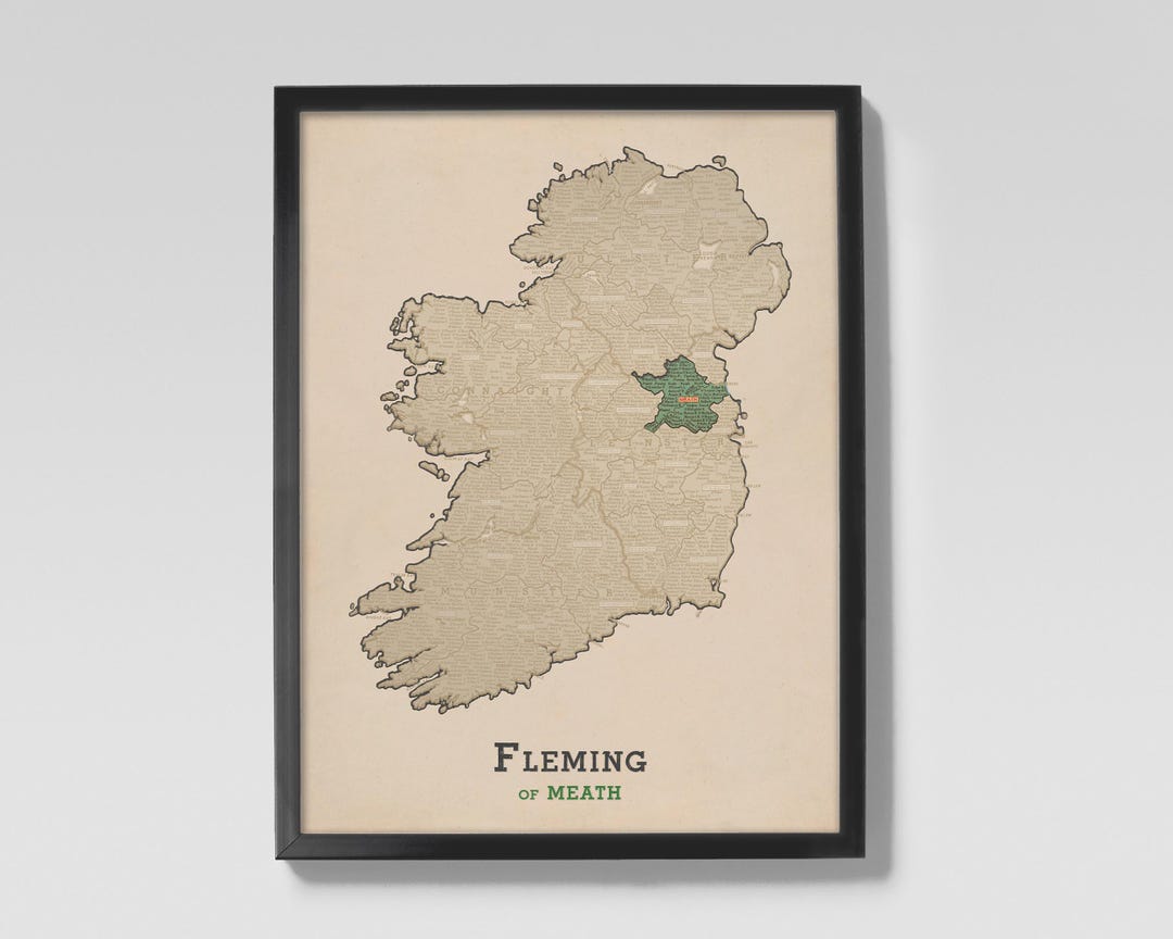 Fleming of Meath | clan Fleming Irish History Map of Meath, Ireland - Etsy