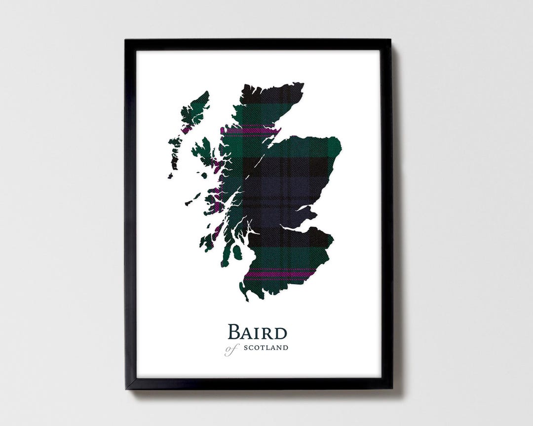 Baird Clan Tartan | Scottish Roots Map of Scotland - Etsy