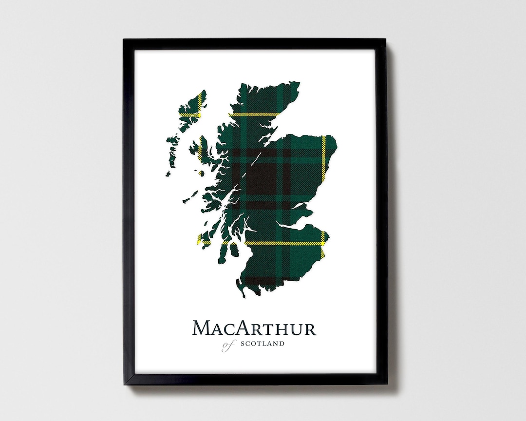 Macarthur Clan Tartan | Scottish Roots Map of Scotland - Etsy