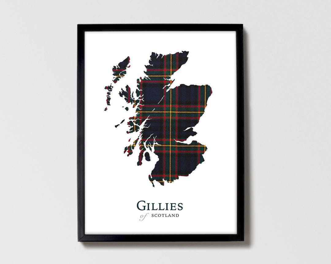 Gillies Clan Tartan | Scottish Roots Map of Scotland - Etsy