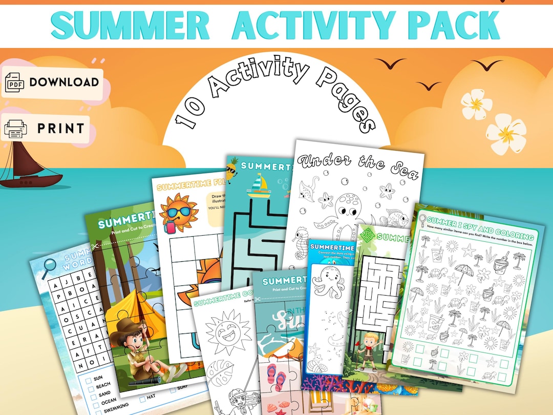 Summer Activity Pack Printable for Kids Fun Educational Worksheets ...