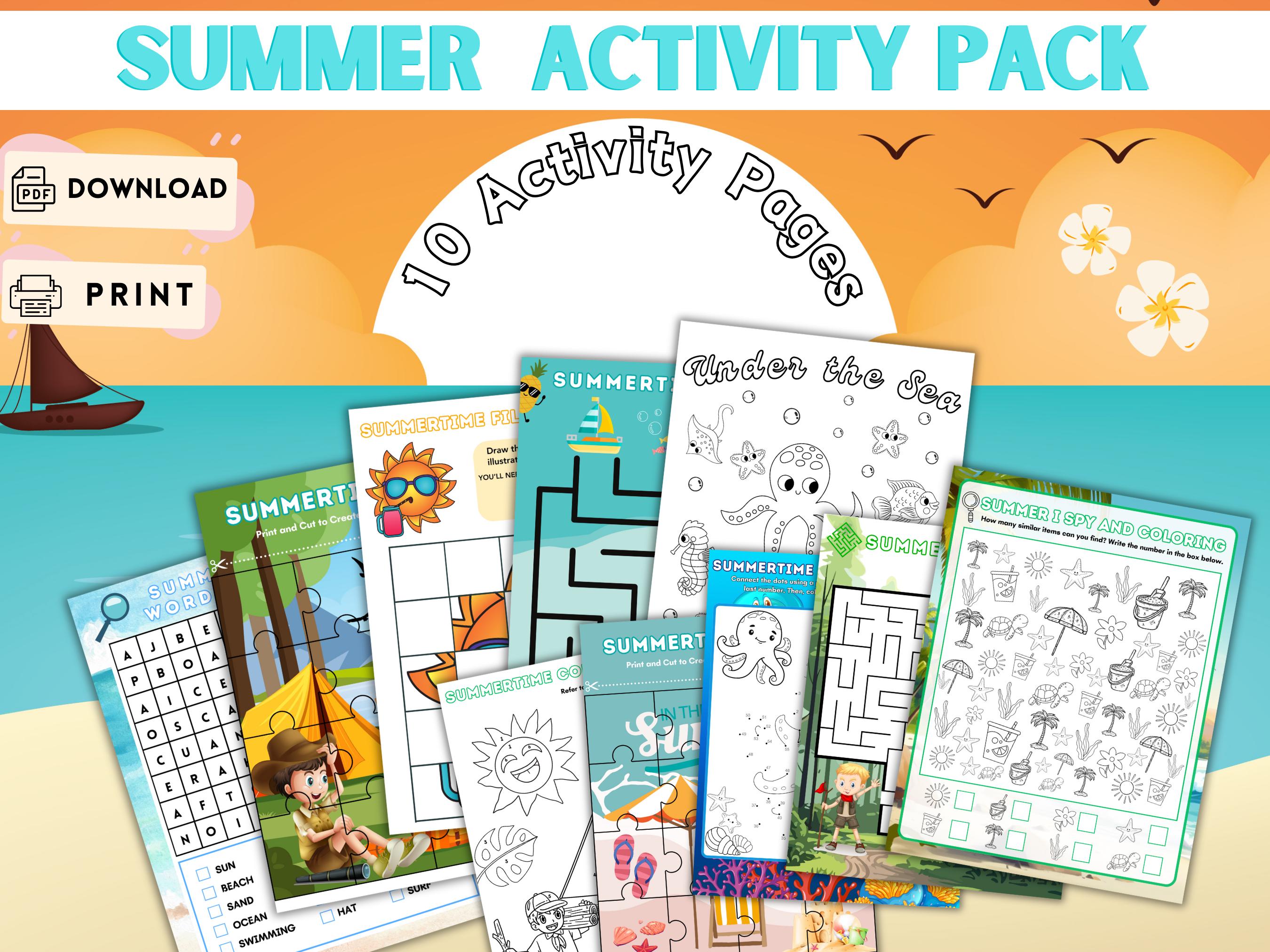Summer Activity Pack Printable Kids Fun Educational Worksheets Games ...