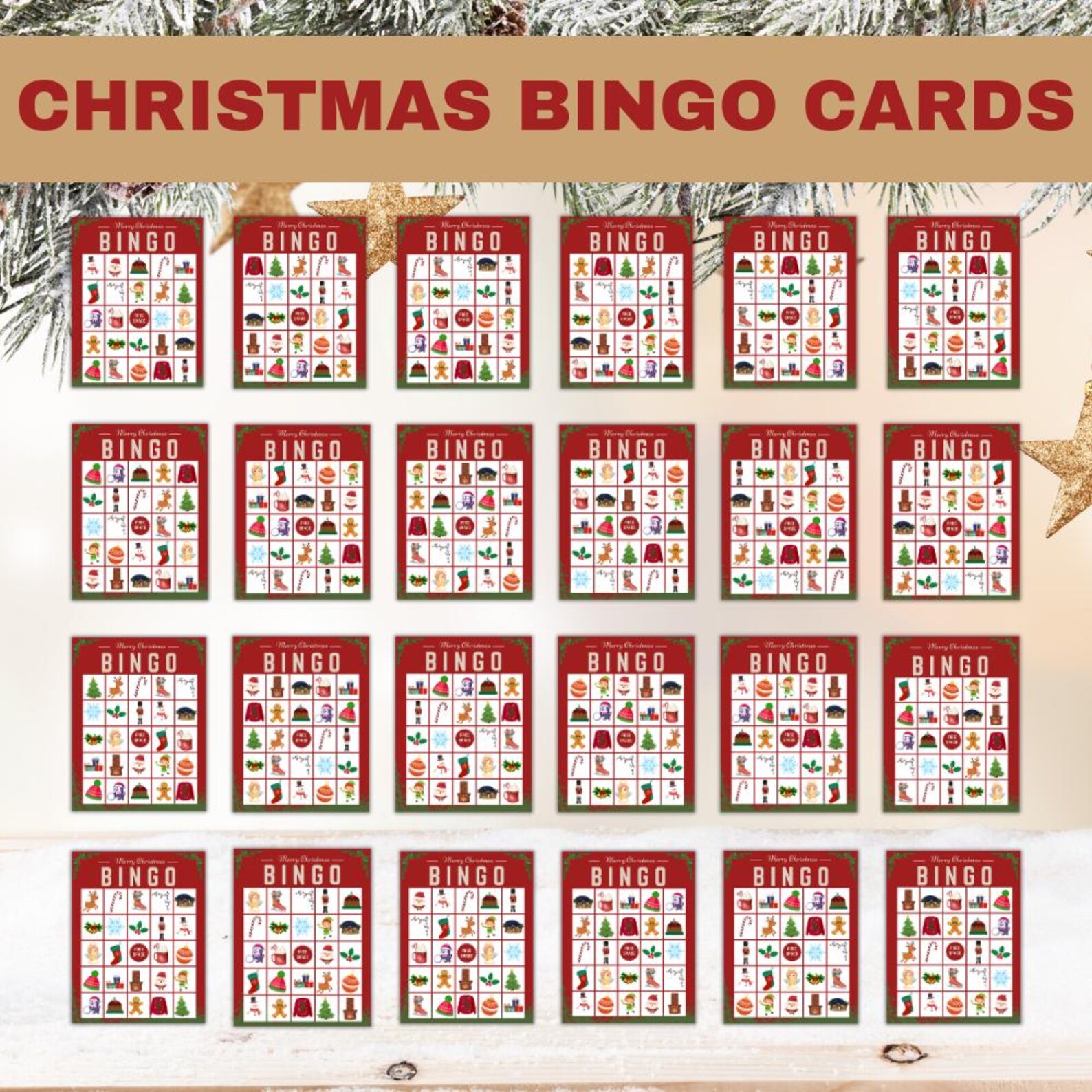 Printable Christmas Bingo Cards Family Game Night Holiday Party ...