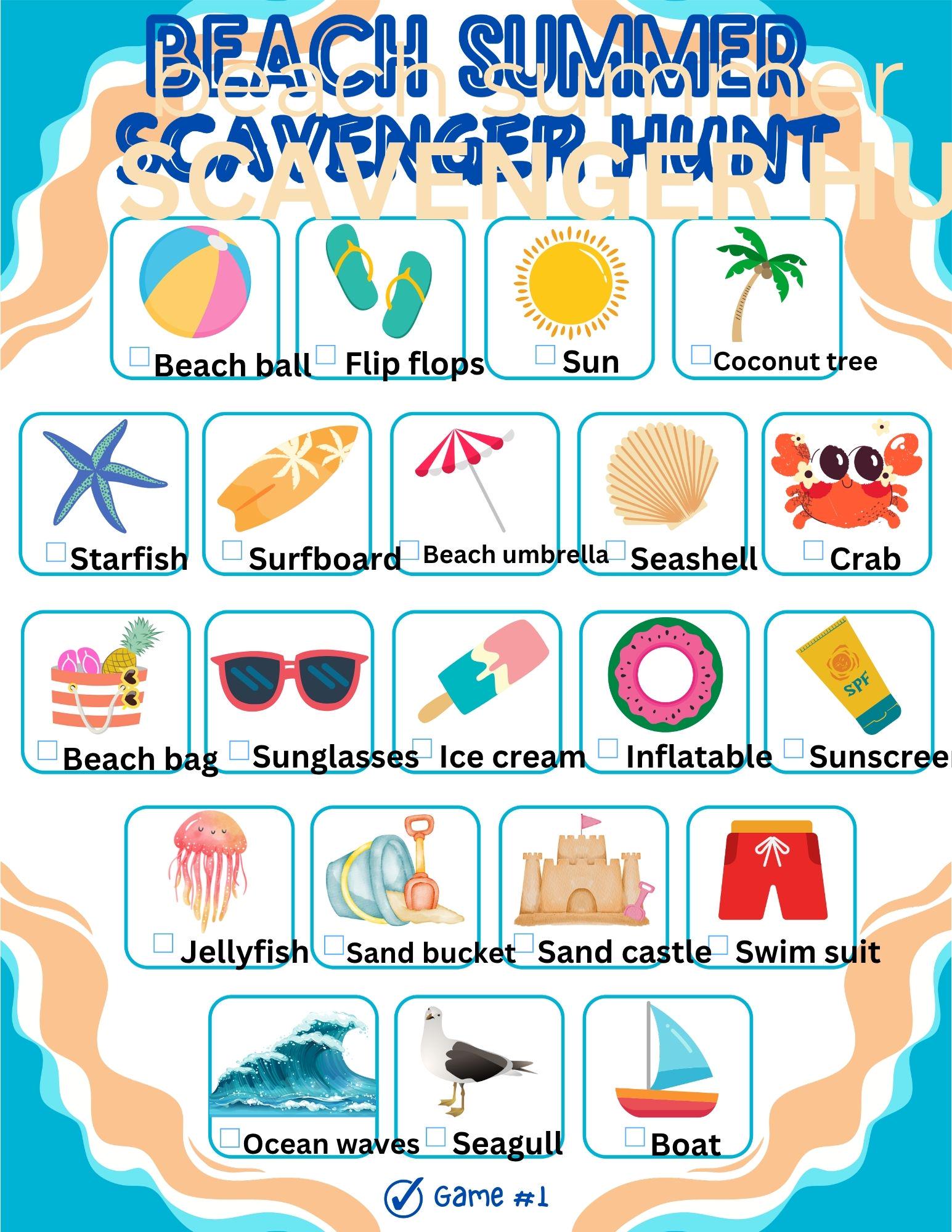 Printable Beach Summer Scavenger Hunt: Fun Family Activity for Kids ...