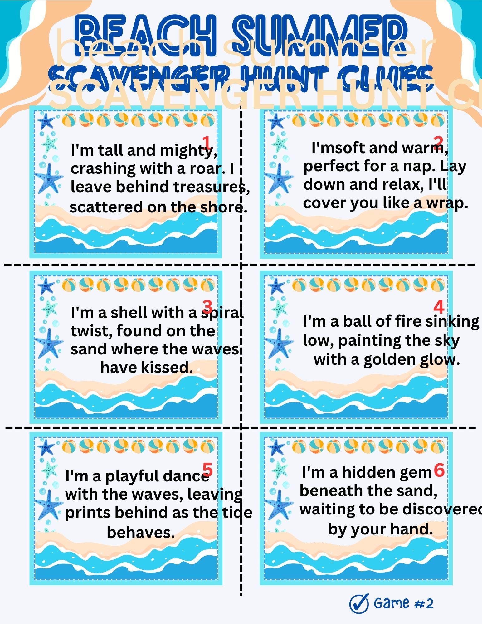 Printable Beach Summer Scavenger Hunt: Fun Family Activity for Kids ...