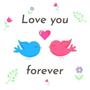 Romantic Love Birds Valentine's Day Card - Printable SVG File for DIY ...