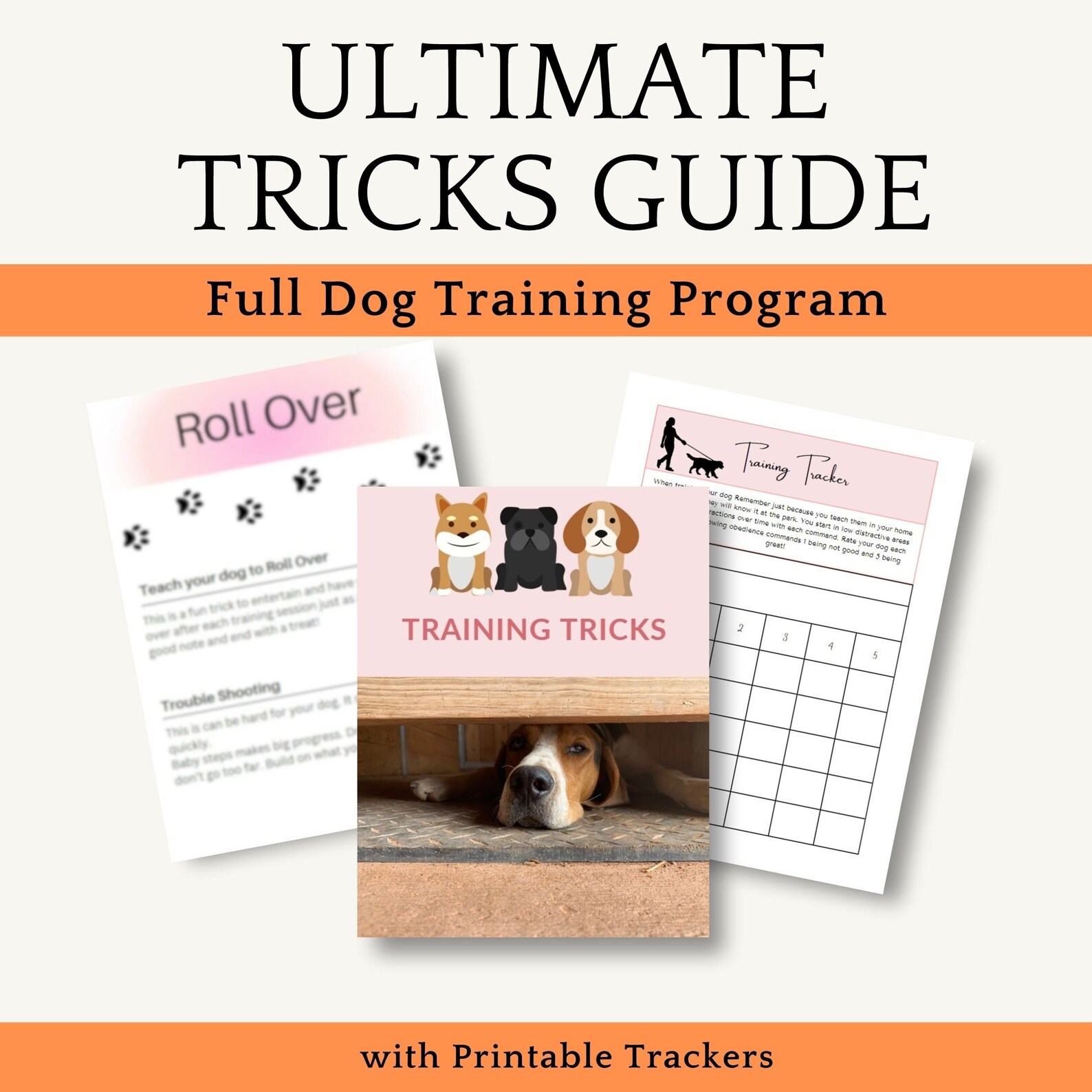 Dog Training Printable Tricks Guide Bundle, Puppy Complete Course and ...