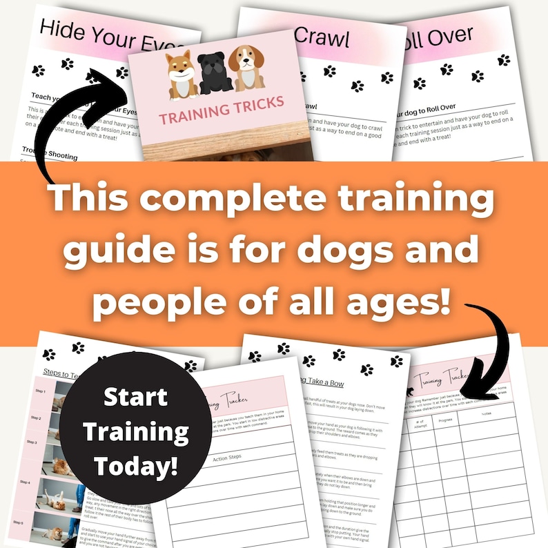 Dog Training Printable Tricks Guide Bundle, Puppy Complete Course and ...