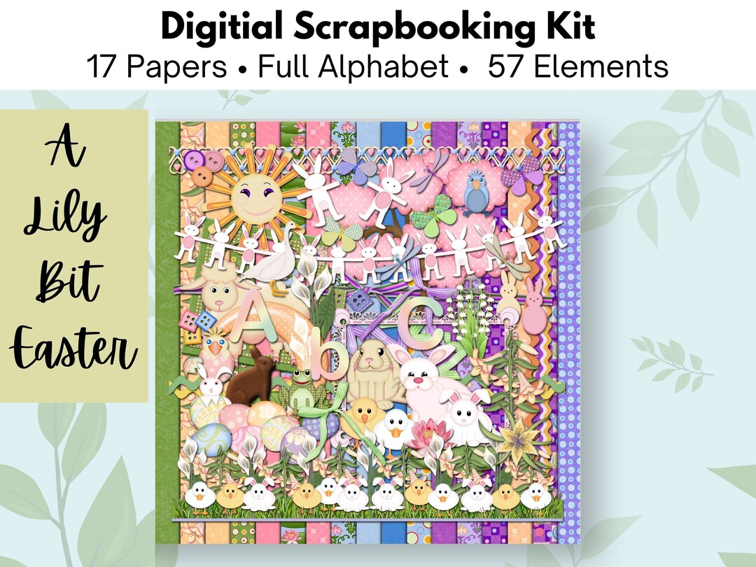 Easter Spring Theme Digital Scrapbook Kit. This Download Includes ...