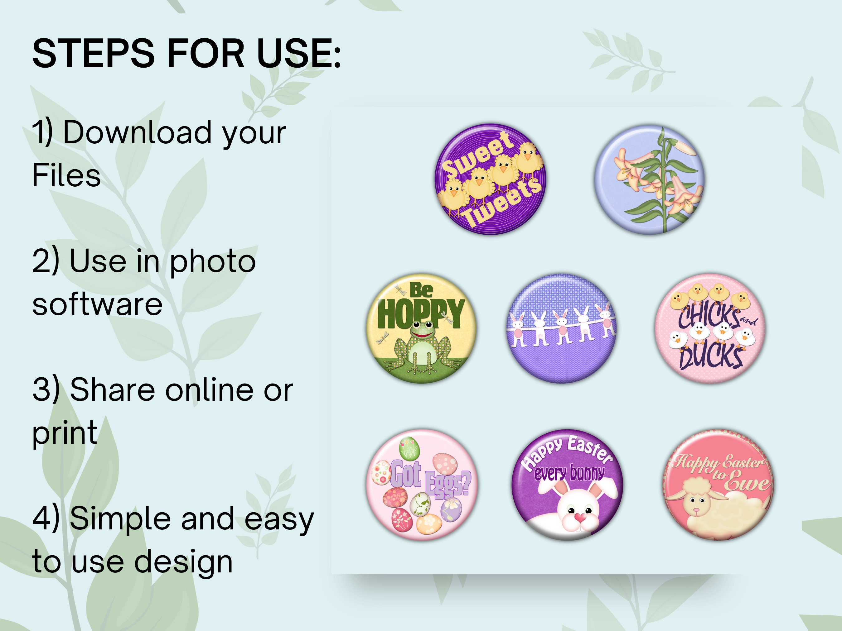 Easter Digital Flair Button Clip Art for Digital Scrapbooking and ...