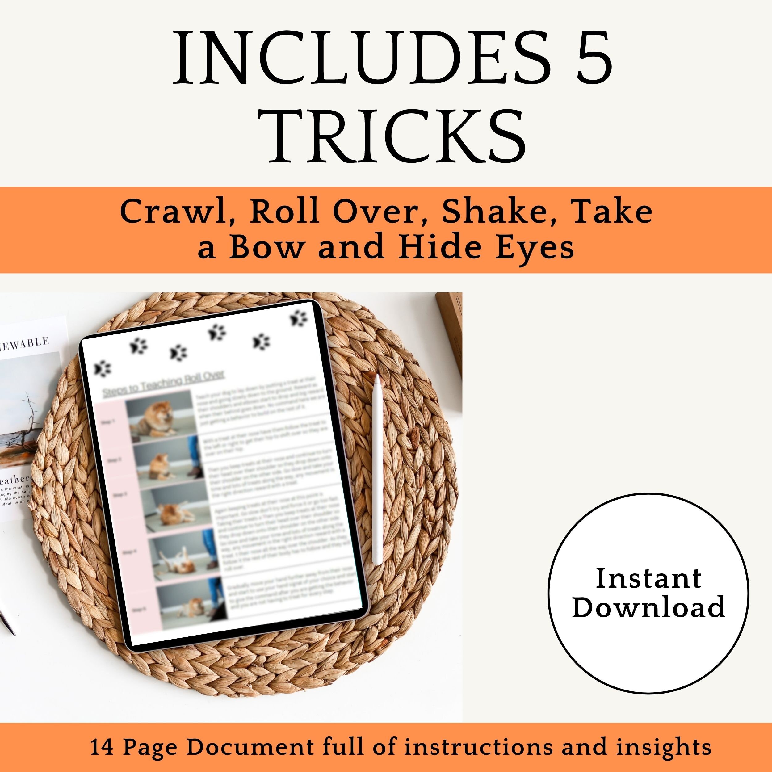 Dog Training Printable Tricks Guide Bundle, Puppy Complete Course and ...