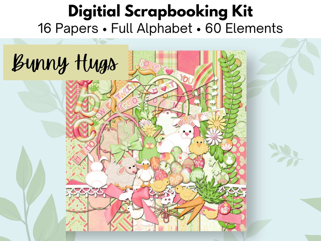 Easter Bunny Theme Digital Paper Scrapbook Bundle. This Download ...