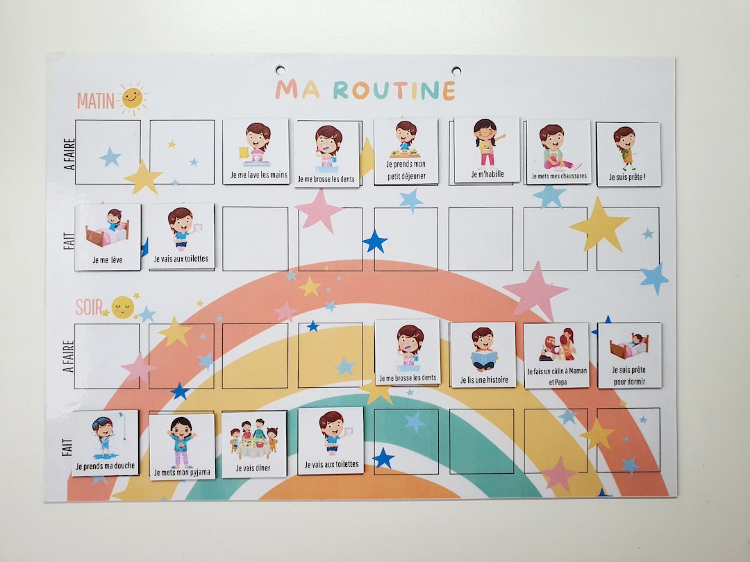 Routine MAGNETIQUE évolutif/ Routine enfant Matin et Soir/ inspiration ...