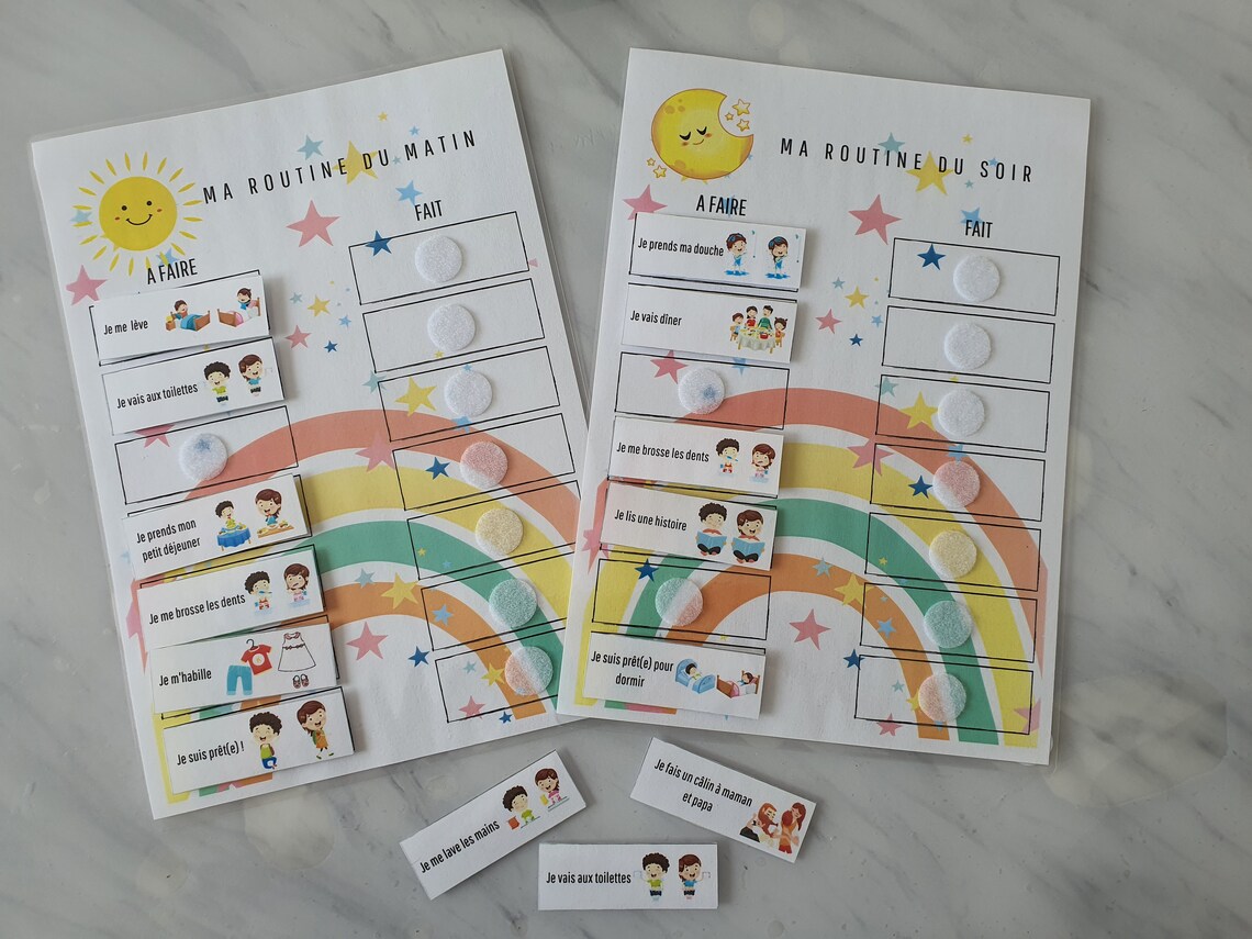 Tableau de routine enfant matin et soir inspiration montessori | Etsy ...