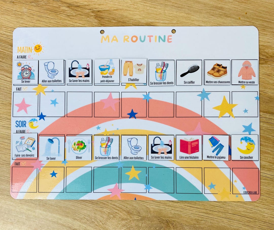 Tableau de routine enfant matin et soir – Magnets éducatifs Montessori ...