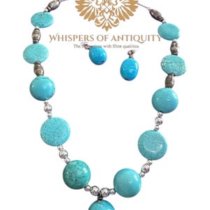 Vintage Genuine Native American Turquoise Santa Fe Necklace and ...