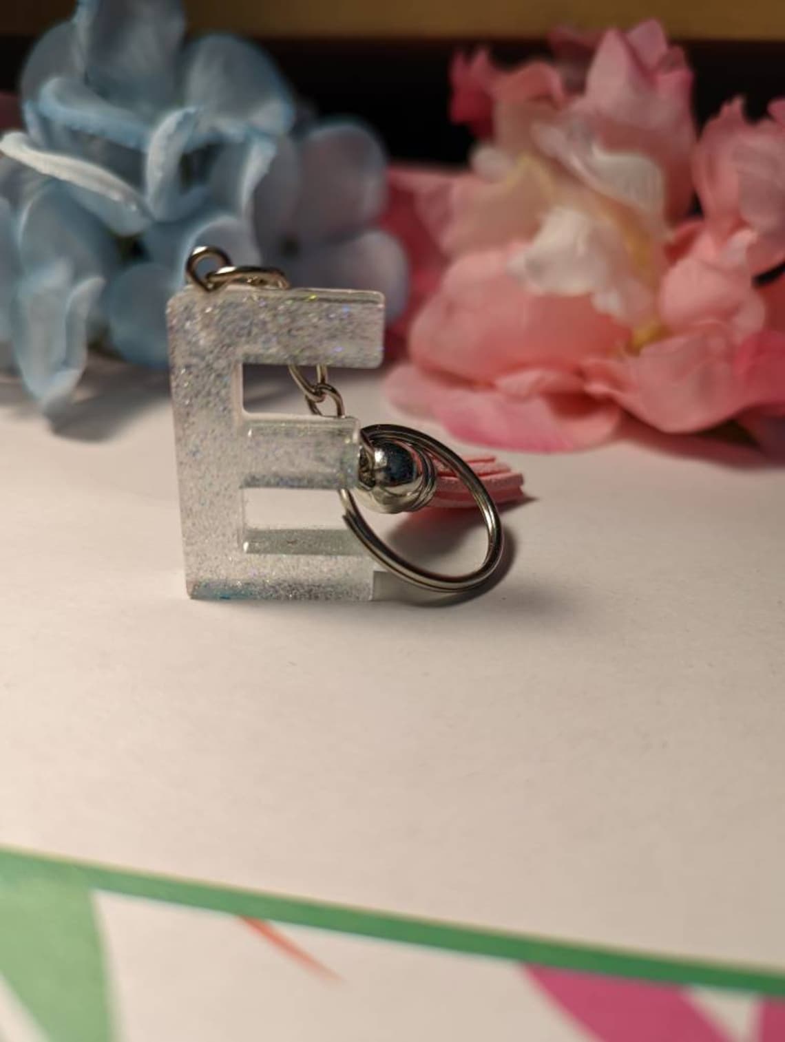 Cute Glittery Keychain Letter E - Etsy