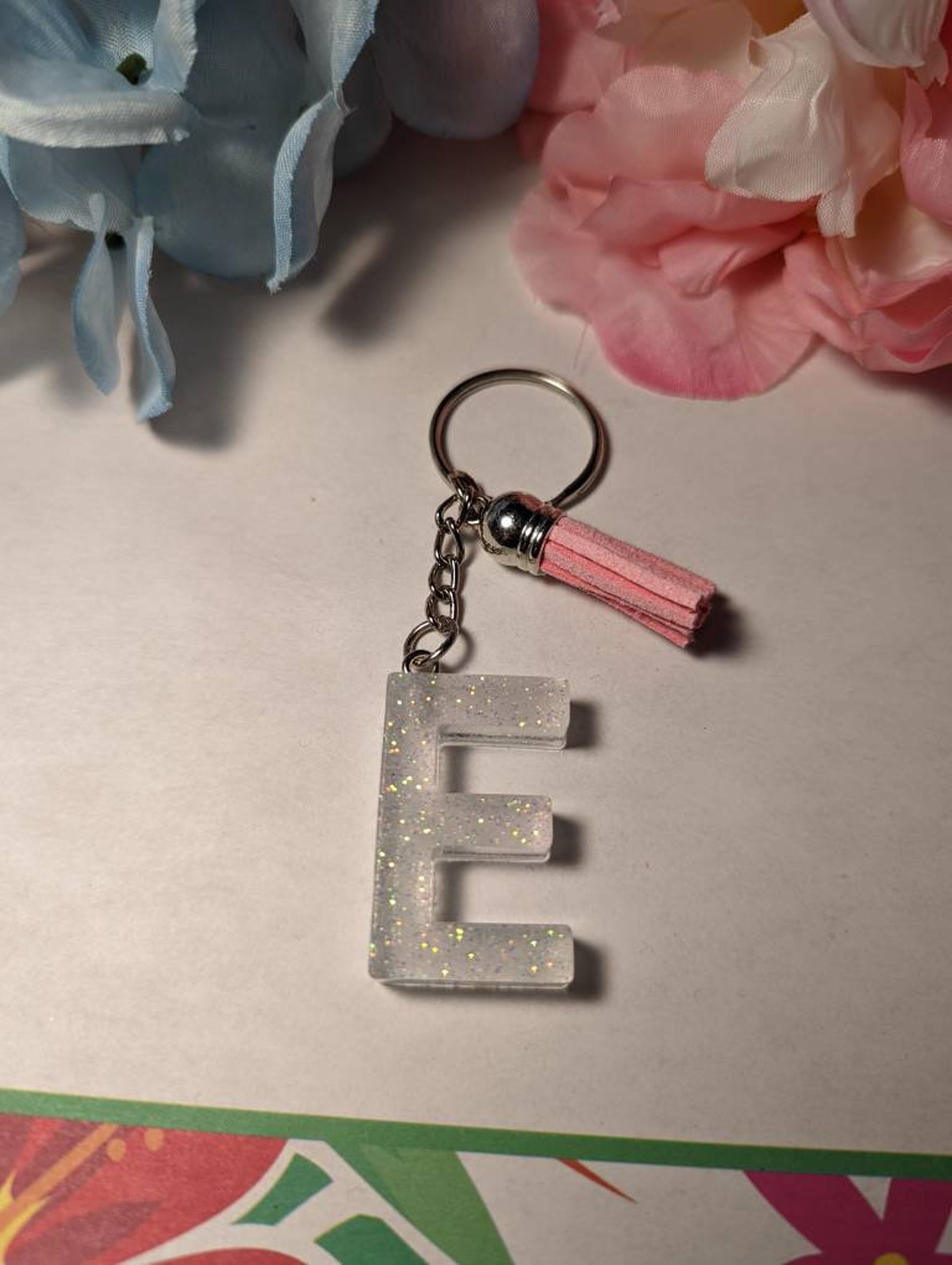 Cute Glittery Keychain Letter E - Etsy