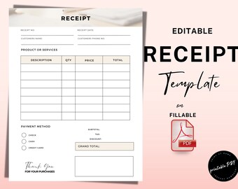 Printable Fillable Customer Receipt for Small Business - Etsy