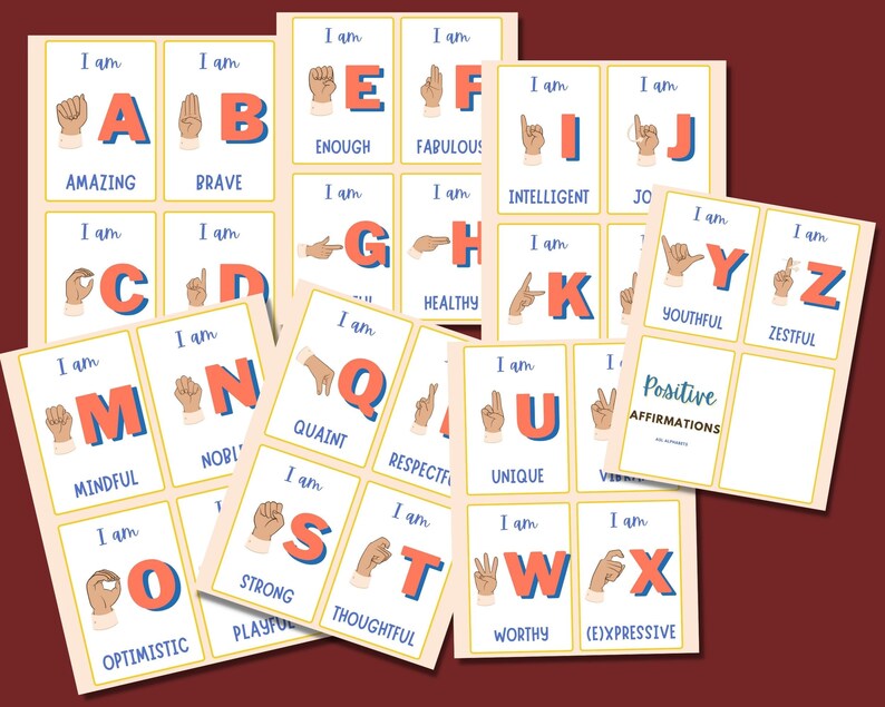 Flashcard ASL for Baby Kids Alphabet ASL for Mom Print Card ABC ...