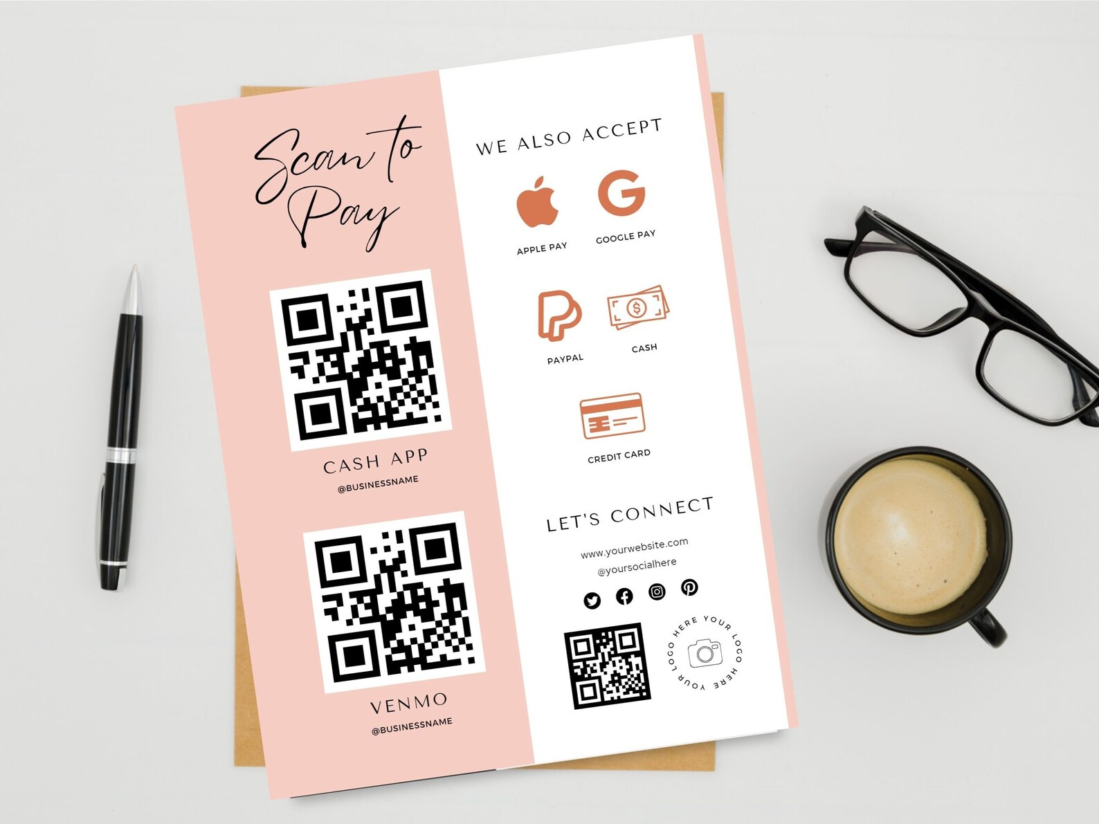 Scan to Pay Editable Template QR Code Sign Payment Printable Scan to ...