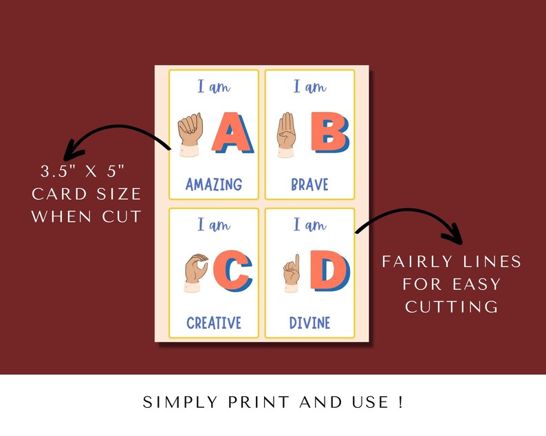 Flashcard ASL for Baby Kids Alphabet ASL for Mom Print Card ABC ...