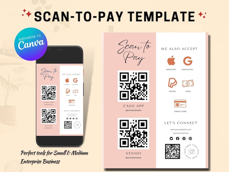 Scan to Pay QR Code Sign: Editable Payment Template (digital Download ...